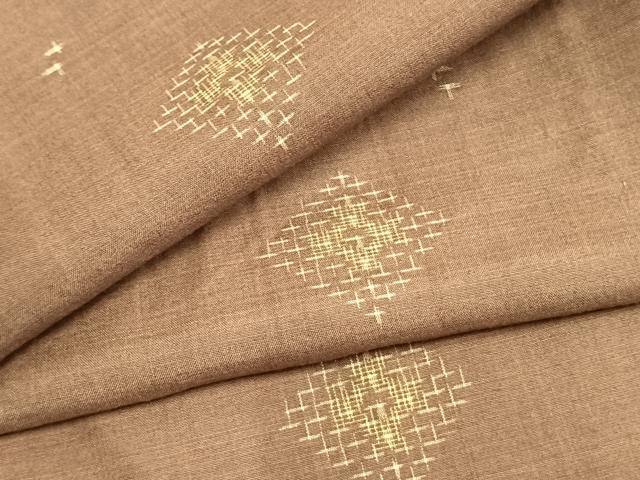 平和屋着物▽上質な紬　単衣　菱文　正絹　逸品　AAAZ9344fy