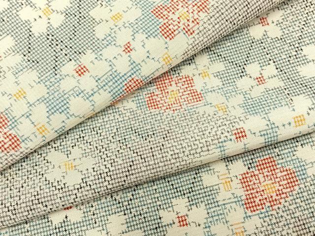 平和屋着物▽本場大島紬　単衣　切嵌花文　正絹　逸品　AAAZ9363fy