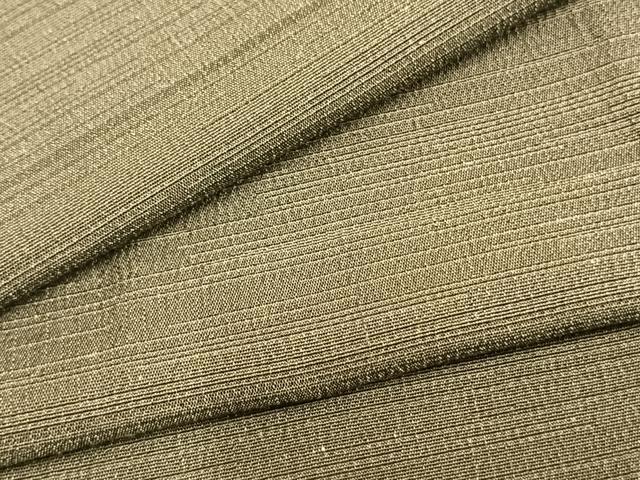 平和屋着物▽上質な紬　単衣　色無地　国防色　正絹　逸品　AAAZ9368fy