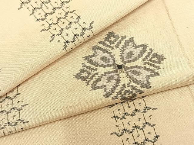 平和屋着物▽本場大島紬　単衣　吉祥花文　正絹　逸品　AAAZ9369fy