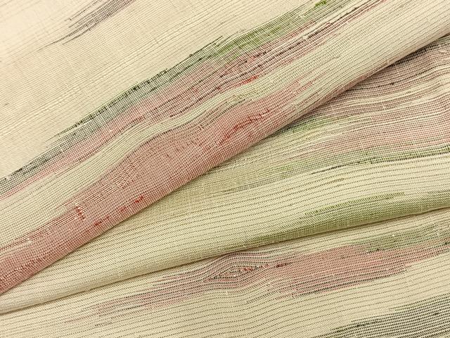 平和屋着物▽上質な紬　単衣　霞文　正絹　逸品　AAAZ9372fy