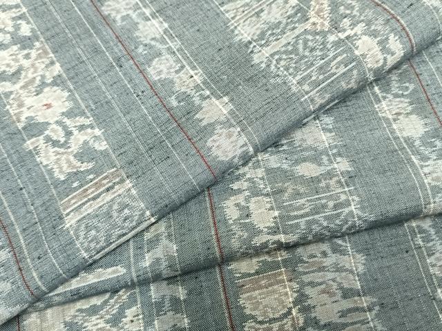 平和屋着物▽上質な紬　単衣　間道　正絹　逸品　AAAZ9394fy