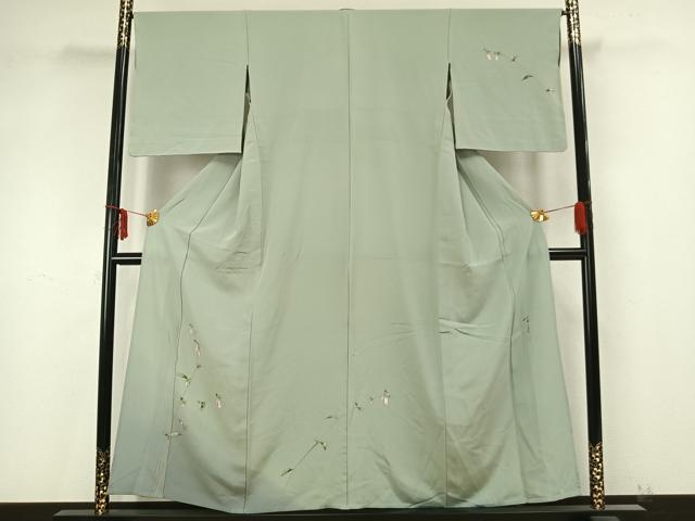 平和屋着物▽手描友禅女流作家　一色生子　訪問着　単衣　枝花文　暈し染め　正絹　逸品　AAAZ9420fy