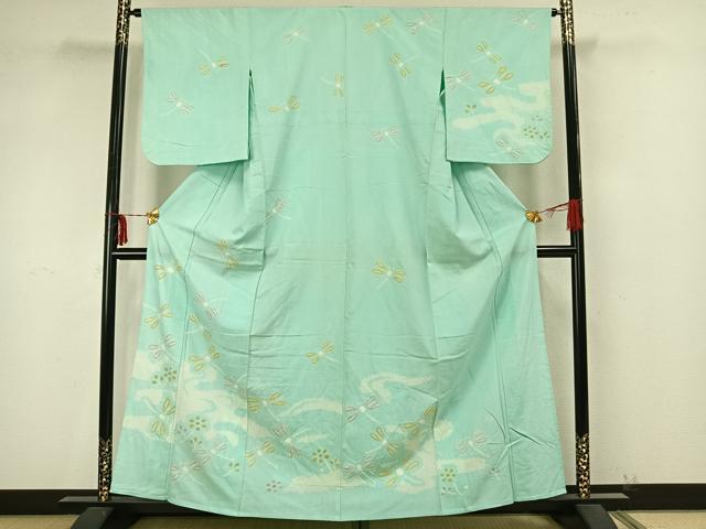 平和屋着物▽訪問着　単衣　紬地　絞り　勝虫　正絹　逸品　AAAZ9428fy