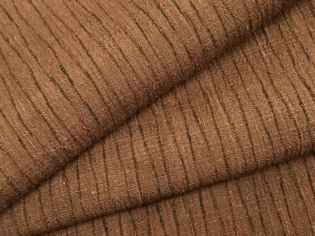 平和屋着物▽上質な紬　単衣　よろけ縞　正絹　逸品　AAAZ9433fy