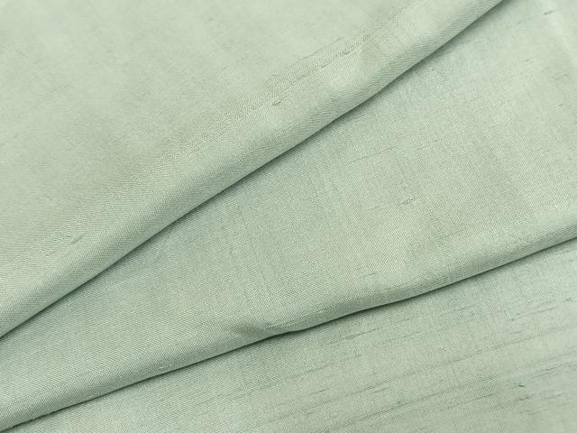 平和屋着物▽上質な紬　単衣　色無地　青磁鼠色　正絹　逸品　AAAZ9436fy