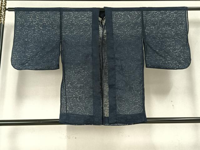 平和屋着物▽羽織　スリーシーズン　春夏秋　塵除け　草花地紋　青藍色　正絹　逸品　AAAZ9453fy