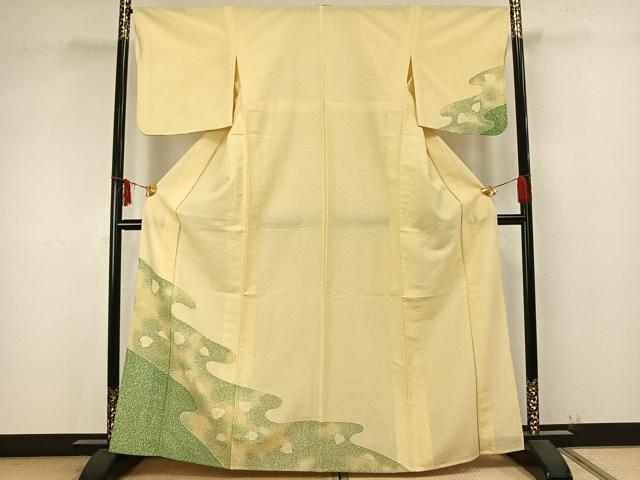 平和屋着物▽訪問着　単衣　舞葉文　洗える着物　AAAZ9467fy