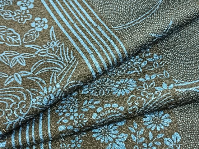 平和屋着物▽小紋　単衣　草花間道　洗える着物　未使用　AAAZ9469fy