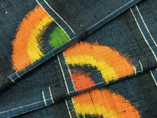 平和屋着物▽上質な紬　単衣　色紙文　正絹　逸品　未使用　AAAZ9475fy