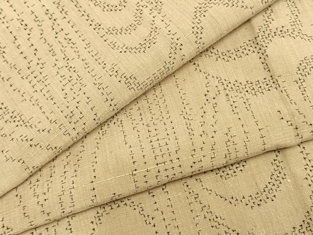 平和屋着物▽上質な紬　単衣　抽象文様　正絹　逸品　AAAZ9485fy