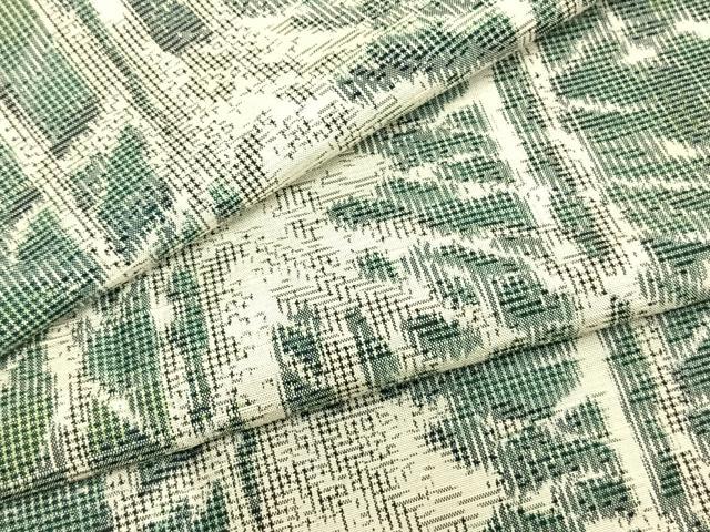 平和屋着物▽上質な紬　単衣　草葉文　正絹　逸品　AAAZ9488fy