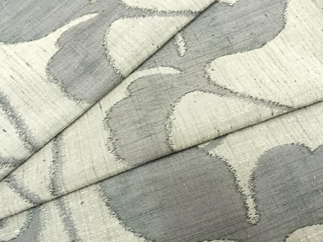 平和屋着物▽上質な紬　単衣　唐草文　正絹　逸品　AAAZ9498fy