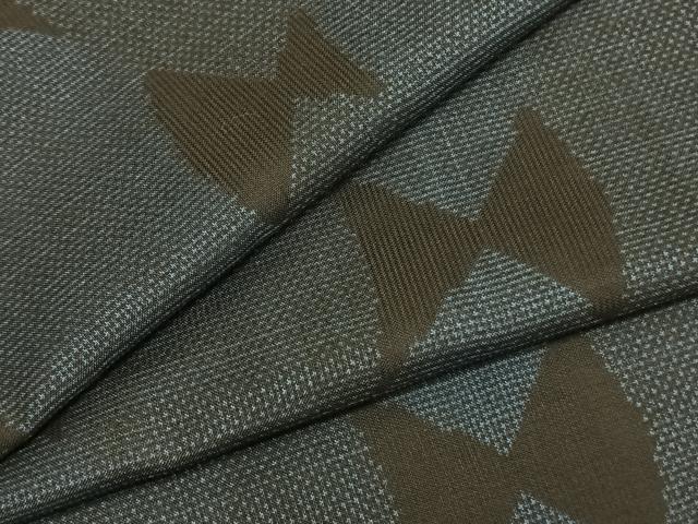 平和屋着物▽本場大島紬　単衣　7マルキ　幾何学文　正絹　逸品　未使用　AAAZ9501fy