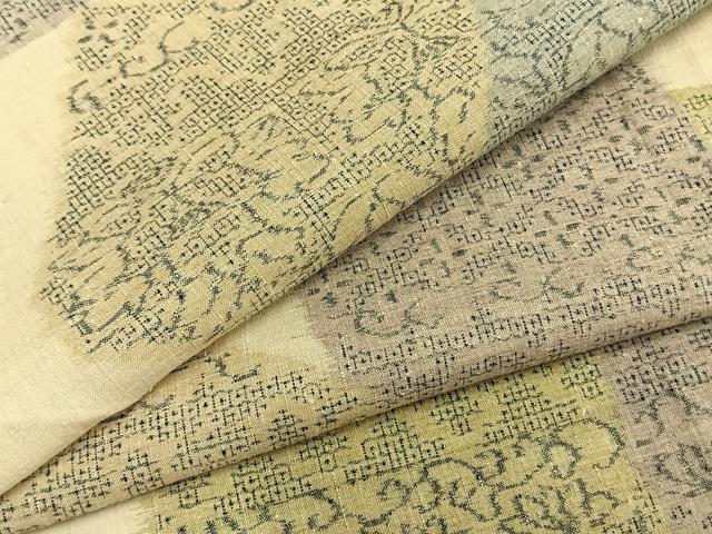 平和屋着物▽本場結城紬　重要無形文化財　単衣　100亀甲　色紙重ね花文　正絹　逸品　AAAZ9503fy