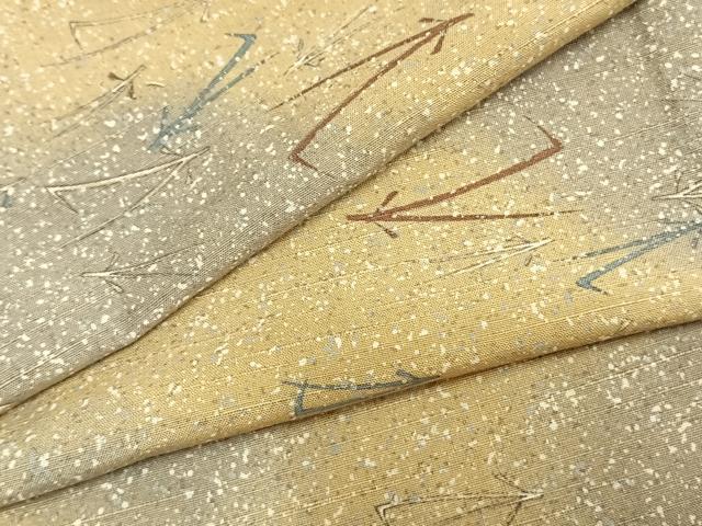 平和屋着物▽上質な紬　単衣　こぼれ松葉　正絹　逸品　AAAZ9515fy