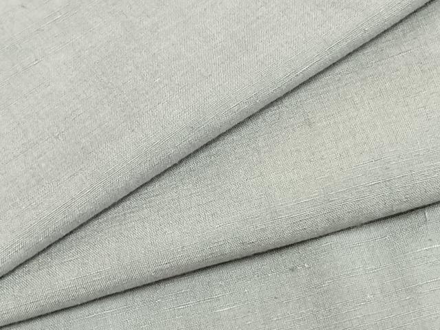 平和屋着物▽上質な紬　単衣　色無地　灰青色　正絹　逸品　AAAZ9516fy