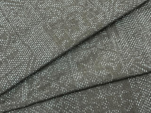 平和屋着物▽上質な紬　単衣　色紙草花文　正絹　逸品　AAAZ9533fy