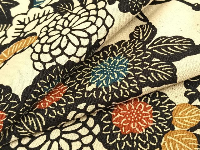 平和屋着物▽上質な小紋　単衣　型染め　草花文　綿　逸品　AAAZ9538fy