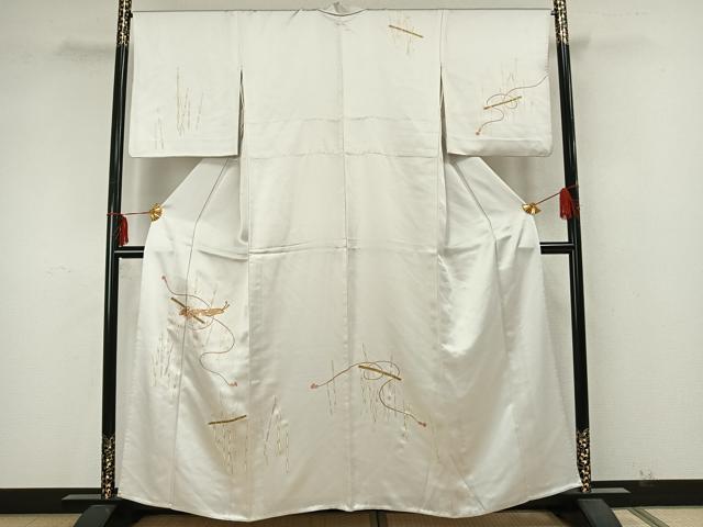 平和屋着物▽訪問着　単衣　駒刺繍　楽器花文　金彩　正絹　逸品　AAAZ9544fy