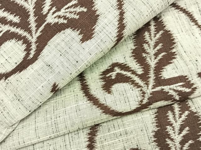 平和屋着物▽上質な紬　単衣　唐草文　正絹　逸品　AAAZ9561fy