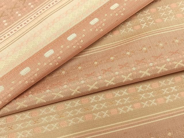 平和屋着物▽上質な紬　単衣　横段文　正絹　逸品　AAAZ9565fy