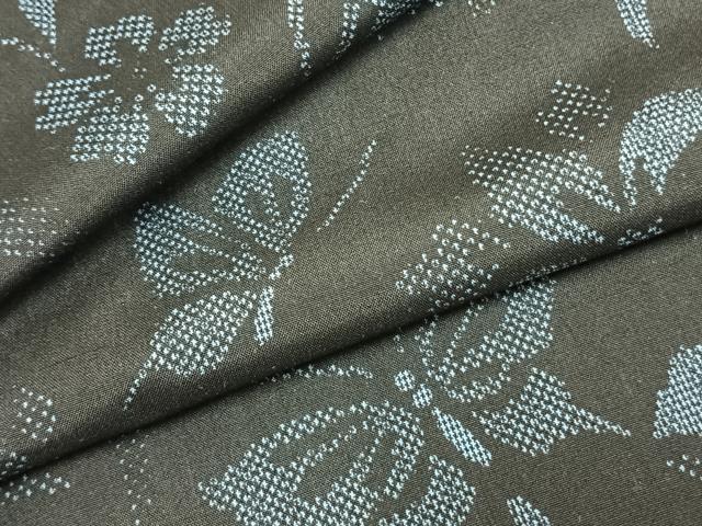 平和屋着物▽本場大島紬　単衣　花蝶文　正絹　逸品　AAAZ9603fy