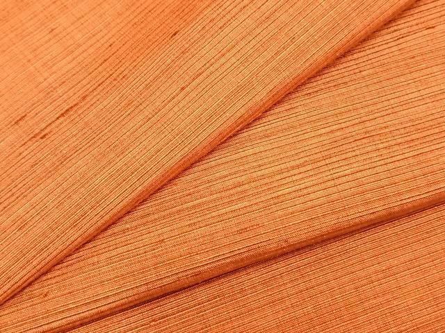 平和屋着物▽上質な紬　単衣　色無地　丹色　正絹　逸品　未使用　AAAZ9611fy