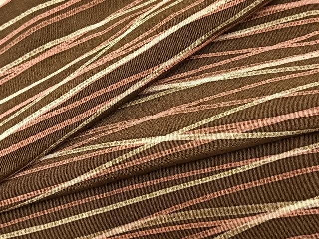 平和屋着物▽上質な小紋　単衣　変わり縞　正絹　逸品　AAAZ9632fy