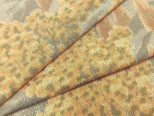 平和屋着物▽上質な紬　単衣　樹林文　正絹　逸品　AAAZ9650fy