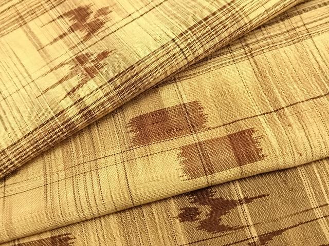 平和屋着物▽上質な紬　単衣　飛鳥文　正絹　逸品　AAAZ9653fy