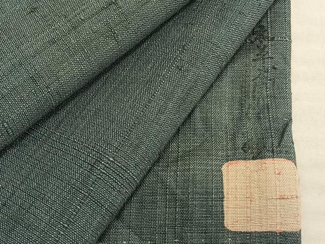 平和屋着物▽上質な紬　単衣　色無地　作家物　錆御納戸色　正絹　逸品　AAAZ9670fy