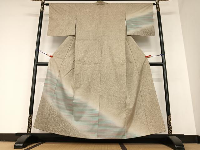 平和屋着物●訪問着　紬地　横段霞文　暈し染め　正絹　逸品　AABA0100zg