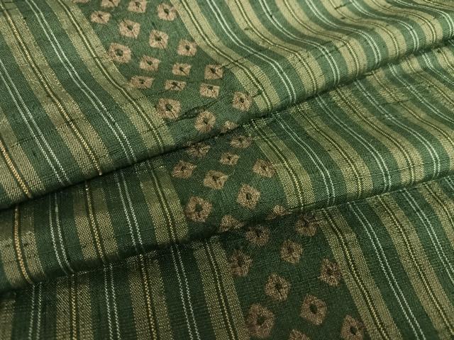 平和屋着物●上質な紬　絞り　縞　正絹　逸品　AABA0102zg