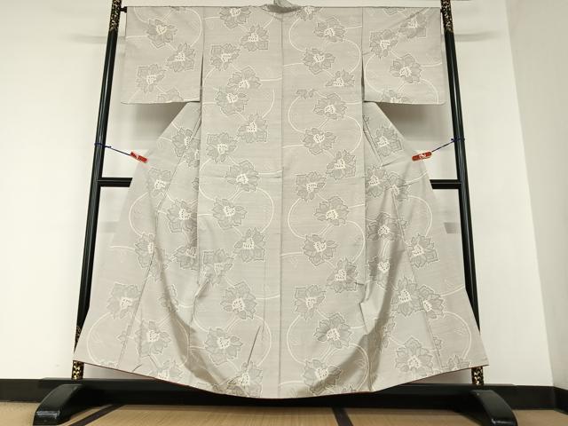 平和屋着物●本場大島紬　白大島　更紗花文　正絹　逸品　AABA0106zg