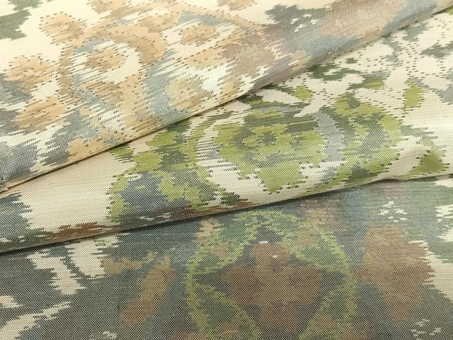 平和屋着物●本場大島紬　白大島　緯総絣　草花丸文　正絹　逸品　AABA0114zg