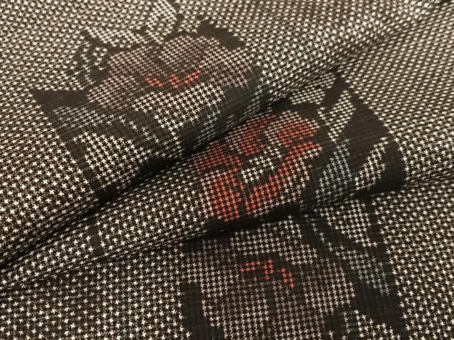 平和屋着物●本場大島紬　泥染め　一元絣　短冊花文　正絹　逸品　AABA0116zg