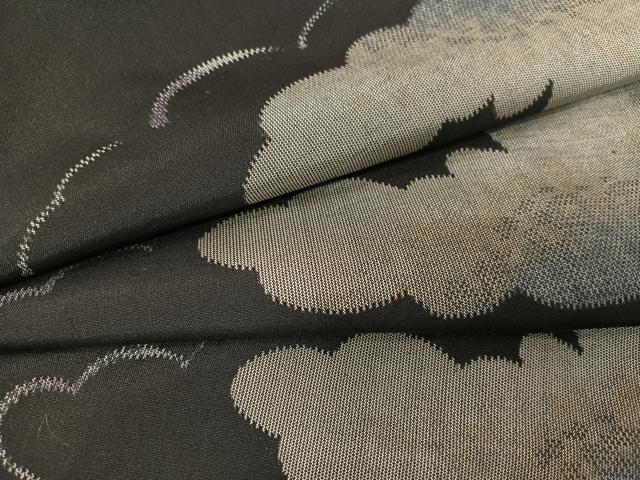 平和屋着物●上質な紬　雲重ね文　黒地　正絹　逸品　AABA0123zg