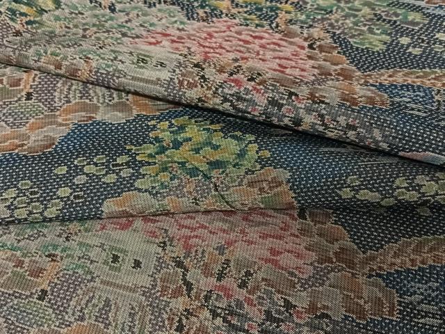 平和屋着物●本場大島紬　一元7マルキ　総絣　渡り橋風景草花文　正絹　逸品　AABA0141zg
