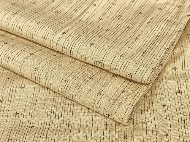 平和屋着物●上質な紬　十字絣文様　ロング丈　正絹　逸品　AABA0166zg