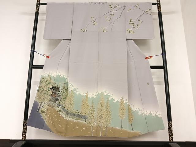 平和屋着物●訪問着　友禅　作家物　風景文　暈し染め　正絹　逸品　AABA0179zg