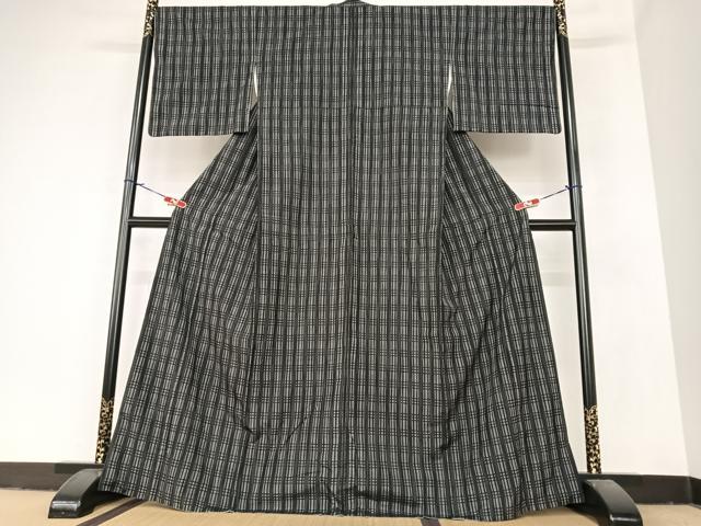 平和屋着物●道屯織　ロートン織　紬　格子　正絹　逸品　AABA0192zg 平和屋着物○道屯織 ロートン織 紬 格子 正絹 逸品 AABA0192zg