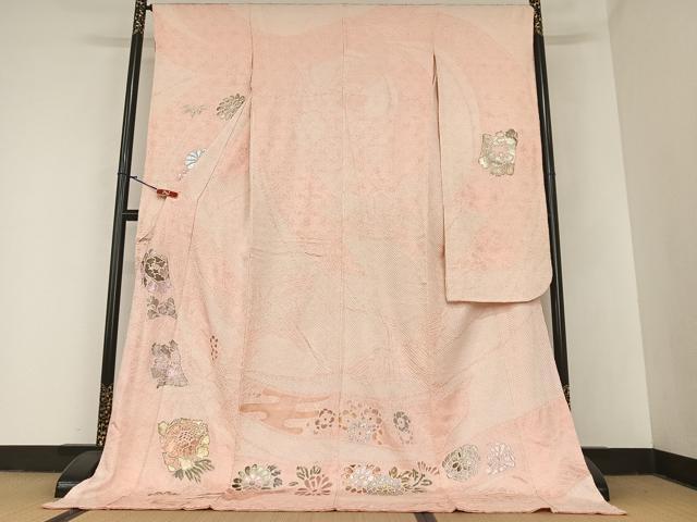 平和屋着物●豪華振袖　絞り　束ね熨斗飛鶴花文　金彩　正絹　逸品　AABA0196zg