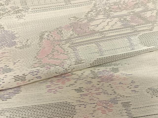 平和屋着物○本場大島紬 人物風景花文 正絹 逸品 未使用 AABA0257zg