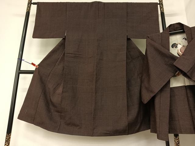 平和屋着物●男性　結城紬　アンサンブル　蚊絣　正絹　逸品　AABA0263zg