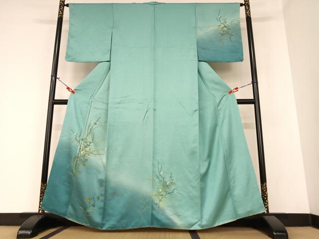 平和屋着物●訪問着　手描き　駒刺繍　光琳菊　暈し染め　金彩　正絹　逸品　未使用　AABA0298zg