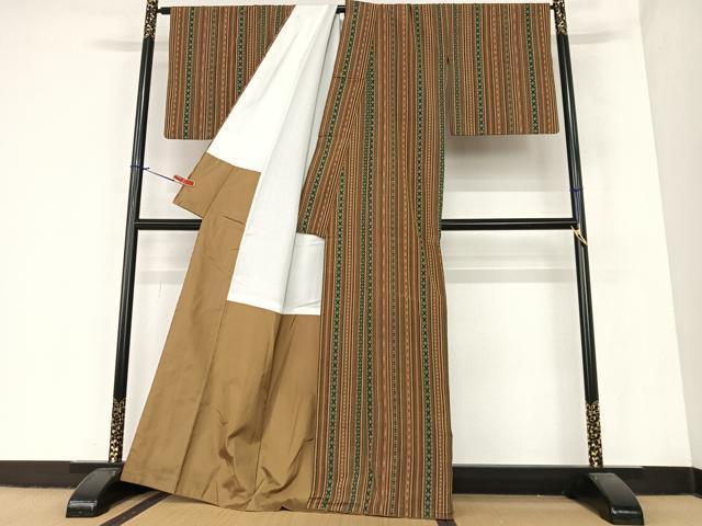 平和屋着物○上質な紬 間道 正絹 逸品 AABA0309zg