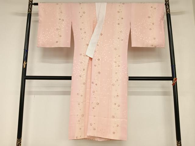 平和屋着物●長襦袢　袷　舞桜文　暈し染め　正絹　逸品　未使用　AABA0341zg