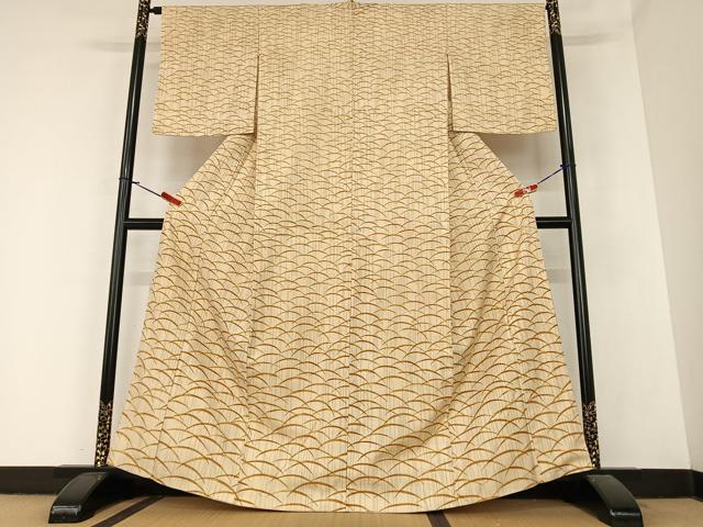 平和屋着物●訪問着　紬地　芝文　正絹　逸品　AABA0361zg