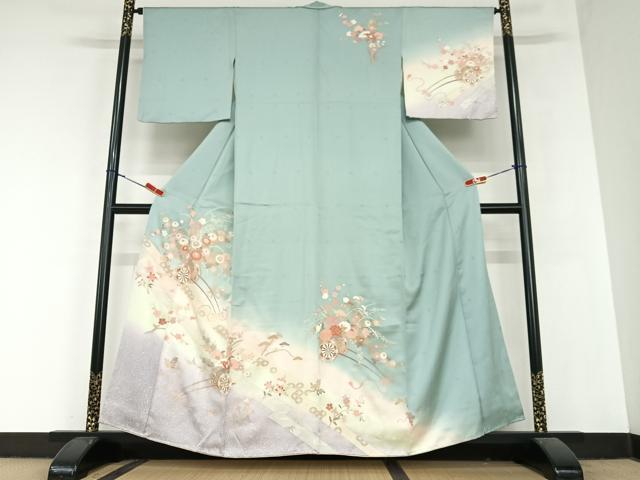 平和屋着物●訪問着　飾花文　暈し染め　金彩　正絹　逸品　AABA0382zg